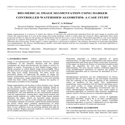 Bio Medical Image Segmentation Using Marker Controlled Watershed