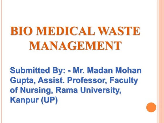 Healthcare Waste Management | PDF