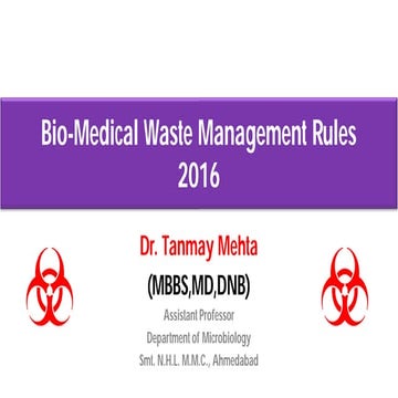 Bio medical waste management rules 2016 by tanmay mehta | PPT