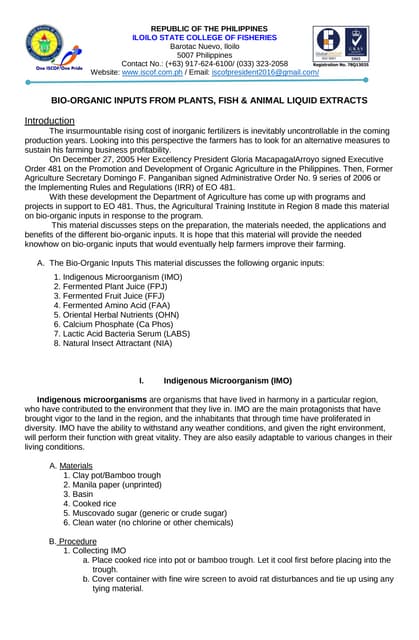 Organic Fertilizer 3 | Fermented Plant Juice (FPJ) | PDF
