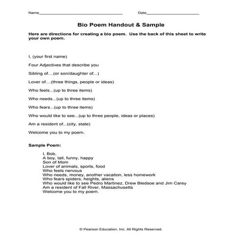 Bio poem-handout | PDF