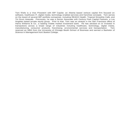 Bio - Tom Wells | PDF
