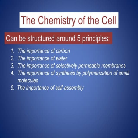 Cell Biology (Bio 108) - The Chemistry of the Cell | PPTX