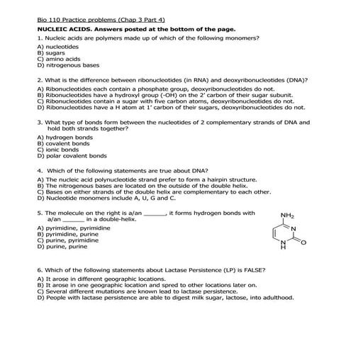 Bio110 practice problems chap3 part2 | PDF