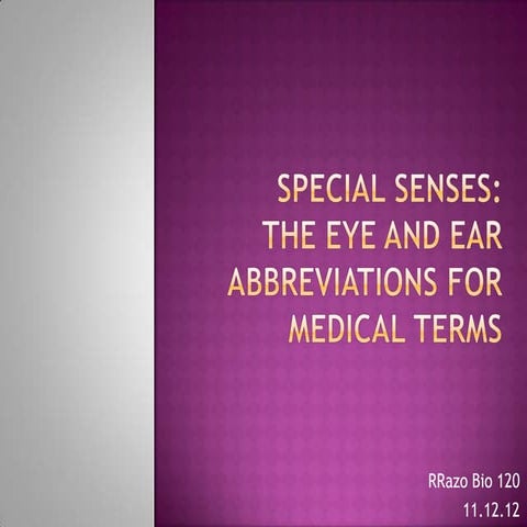 Abbreviations of the Ear and Eye | PPTX