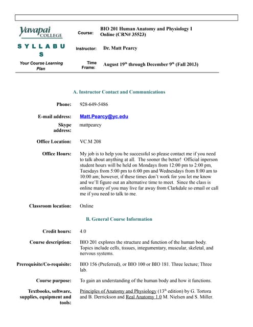 Bio 181 syllabus spring 2014 | PDF