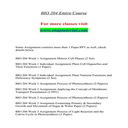 BIO 204 Effective Communication / snaptutorial.com