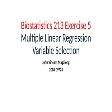 Variable Selection in Multiple Linear Regression | PPTX
