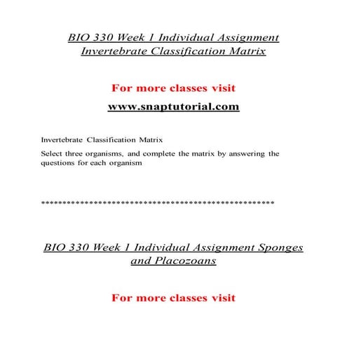 Bio 330 Success Begins / snaptutorial.com
