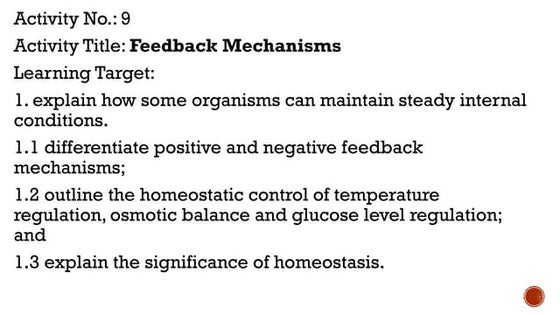 Homeostasis | PPT | Biological Sciences | Science