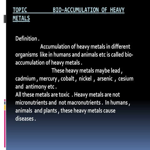 bioaccomulation of heavy metals.pptx | Chemistry | Science