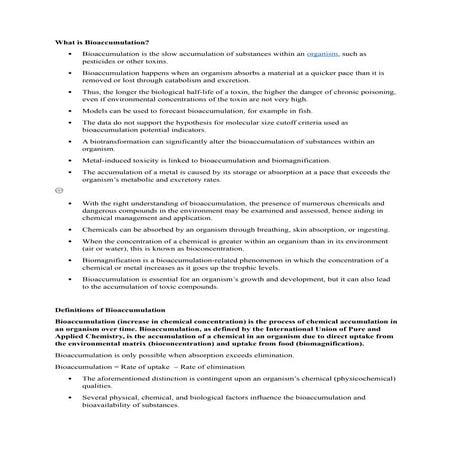 Bioaccumulation And Its Effect On Environment Docx