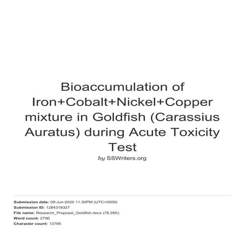 Bioaccumulation of iron+cobalt+nickel+copper mixture in goldfish ...