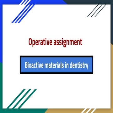 Bioactive materials Operative dentistry | PDF