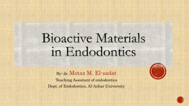 Bioceramic in dentistry ( Endodontics) | PPTX