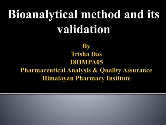 bio analytical method validation usfda guidlines | PPTX ...