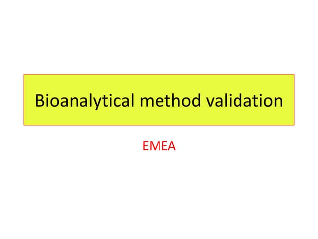 bio analytical method validation usfda guidlines | PPTX