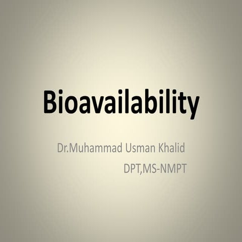 Bioavailability | PPT