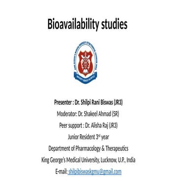 Bioavailability and Bioequivalence Studies | PPTX
