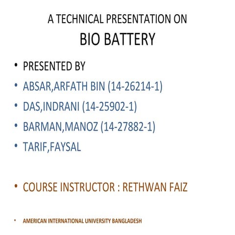 Bio battery | PPT