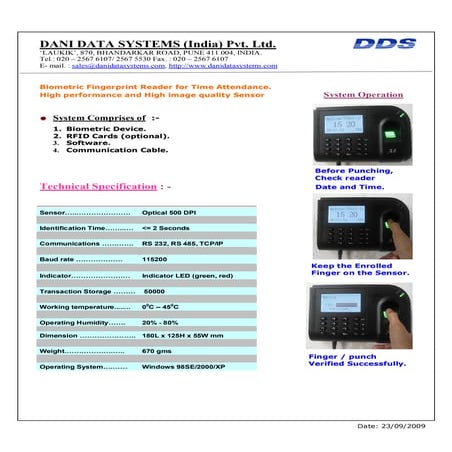 Biometric Fingerprint Reader for Time Attendance | PDF