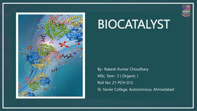 Role of biocatalysts in green synthesis , green chemistry | PPTX