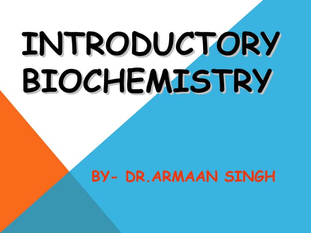 INTRODUCTION TO BIOCHEMISTRY. | PDF