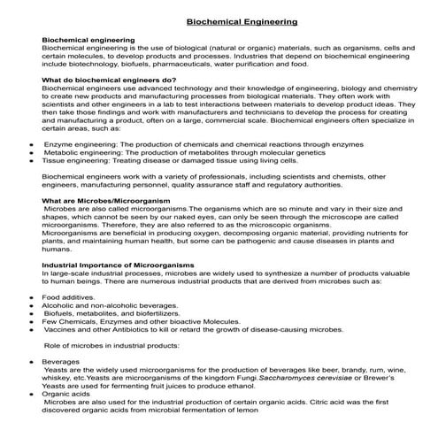 Biochemical engineering | PDF