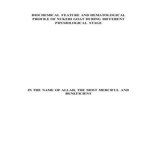 Biochemical feature and hematological profile of nukeri goat during ...