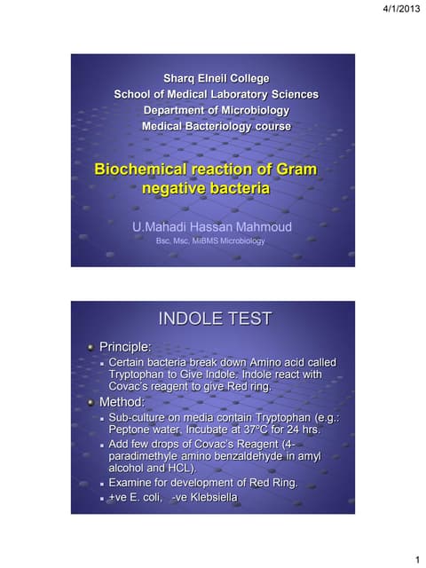 Enterobacteriaceae , Enterobacter and their Biochemical Test | DOCX