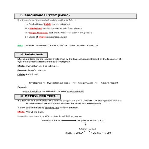 Biochemical test of bacteria