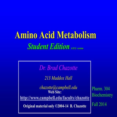 Amino Acid Degradation Basics presentation | PPTX