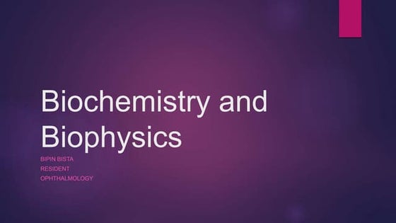 Ophthalmologicical Biochemistry | PPT