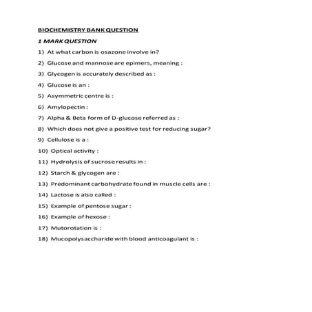 Biochemistry bank question | DOCX