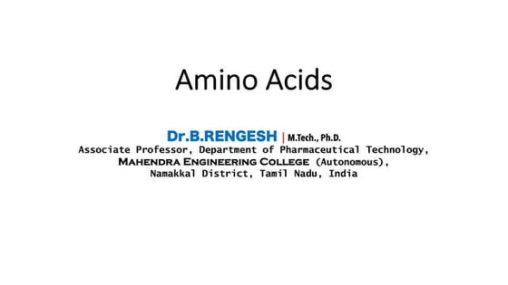 Biochemistry Lecture Notes Proteins Ppt