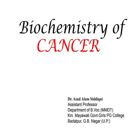 Biochemistry of cancer | PDF