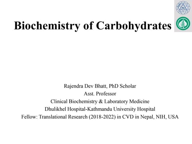Biochemistry lecture notes carbohydrates | PDF