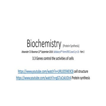 Biochemistry (protein synthesis) | PPTX