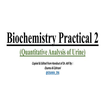 Biochemistry (quantitative analysis of urine) | PDF