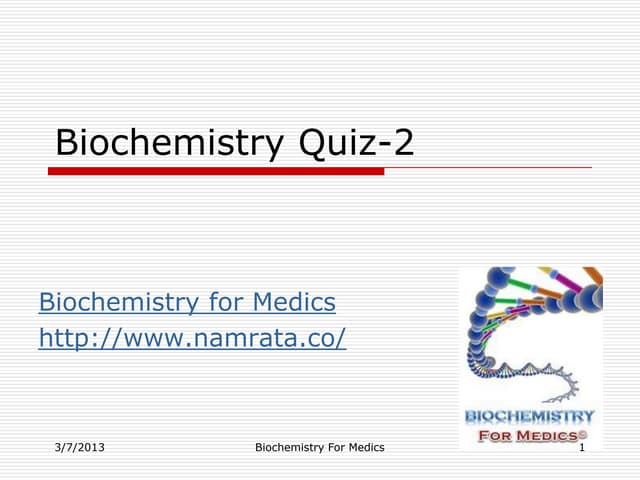 Chapter 1 - Introduction to Biochemistry (slideshare) | PPT