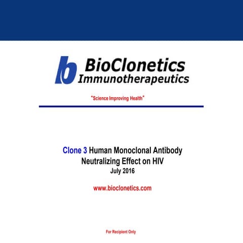 Bioclonetics summary presentation~july 2016 | PPT