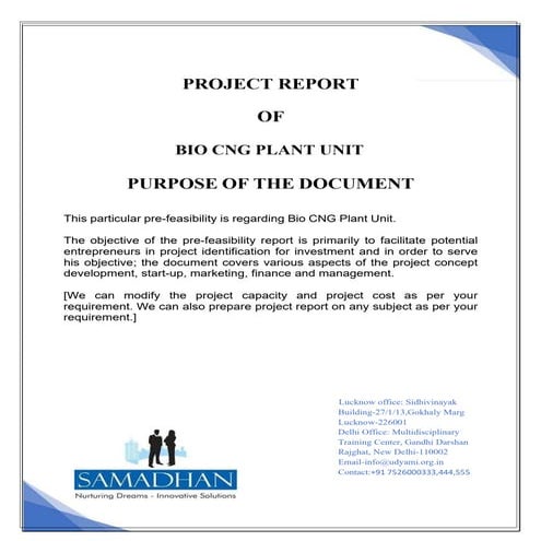 BIOCNG project Bankable project report basis with Capex and ROI | PDF