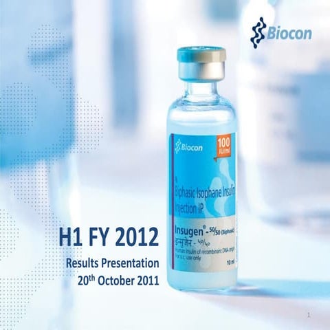 Biocon H1 FY 2012 Results Presentation | PDF