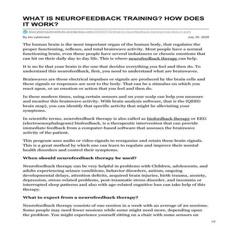 WHAT IS NEUROFEEDBACK TRAINING? HOW DOES IT WORK? | PDF