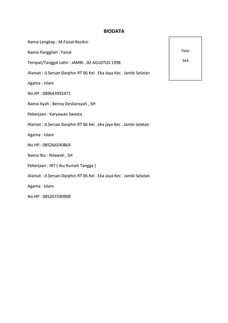 Biodata | PDF