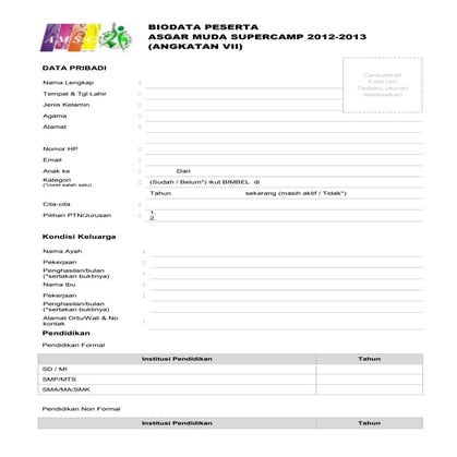 Biodata amsc angkatan 7 | PDF