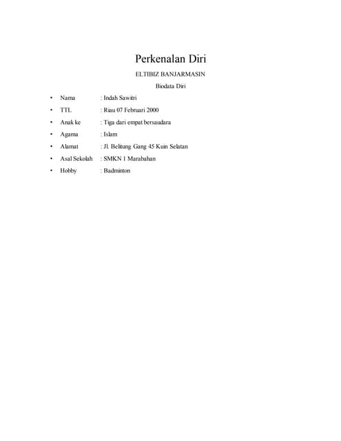 Power Point Perkenalan diri dan biodata diri wulan juliati | PPT