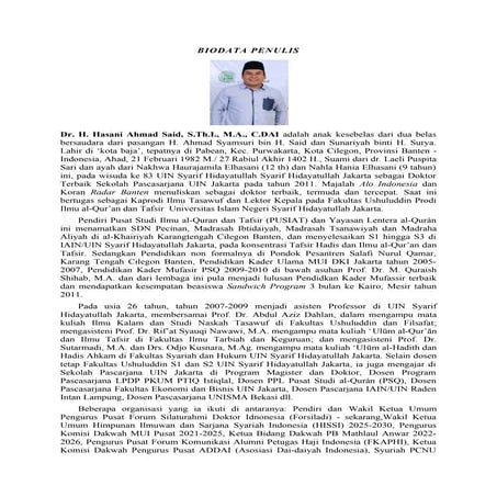 Biodata Dr. Hasani Ahmad Said, S.Th.I., M.A., C.DAI 2026 | DOCX
