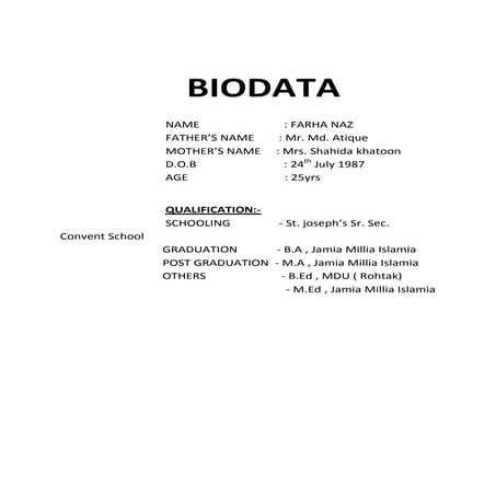 Biodata farha | PDF