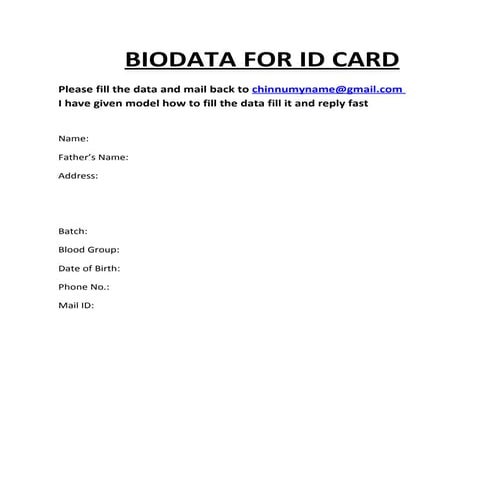 Biodata for id_card | DOC